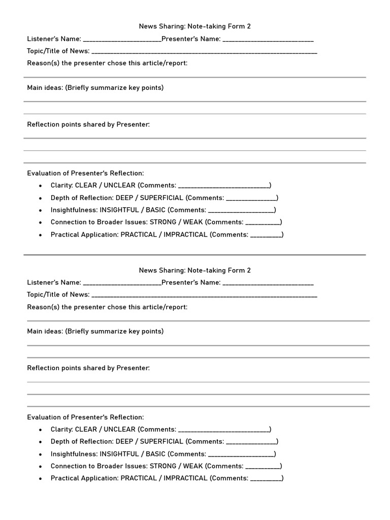 News Sharing Note Form 2 | PDF