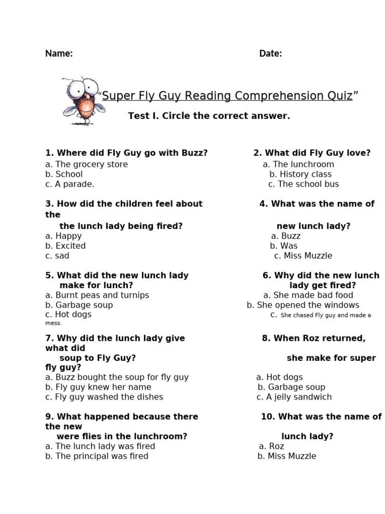 Super Fly Guy Reading Quizzes Bundle | PDF