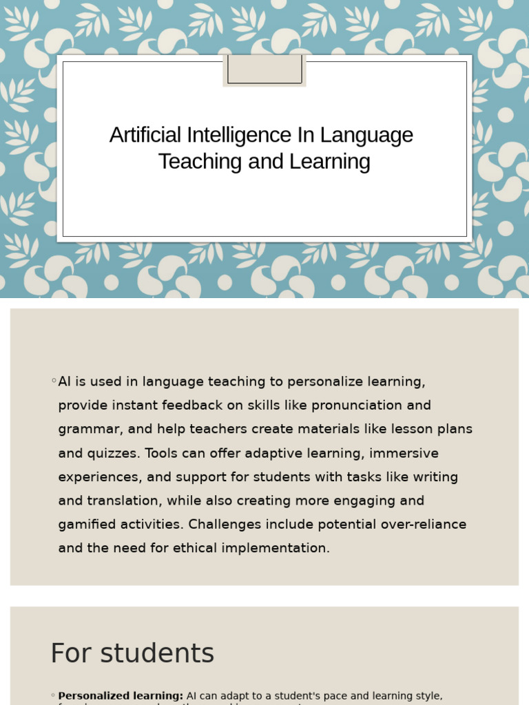 AI Tools for Language Teaching Success | PDF | Artificial Intelligence ...