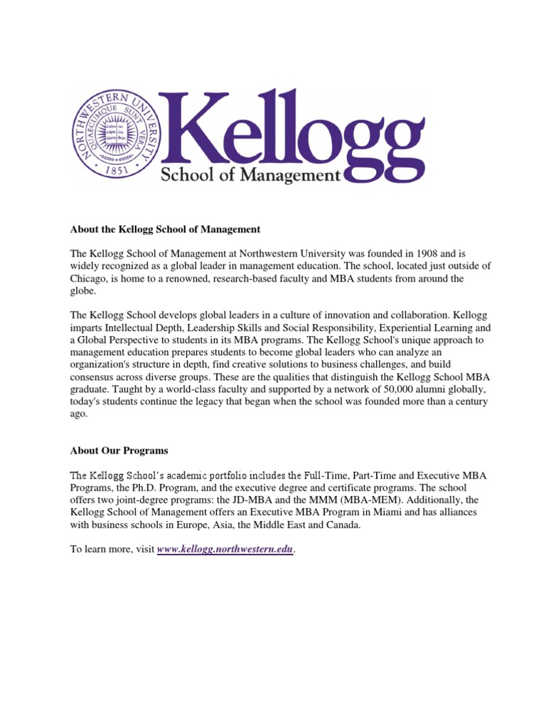 Kellogg School of Management Overview | PDF
