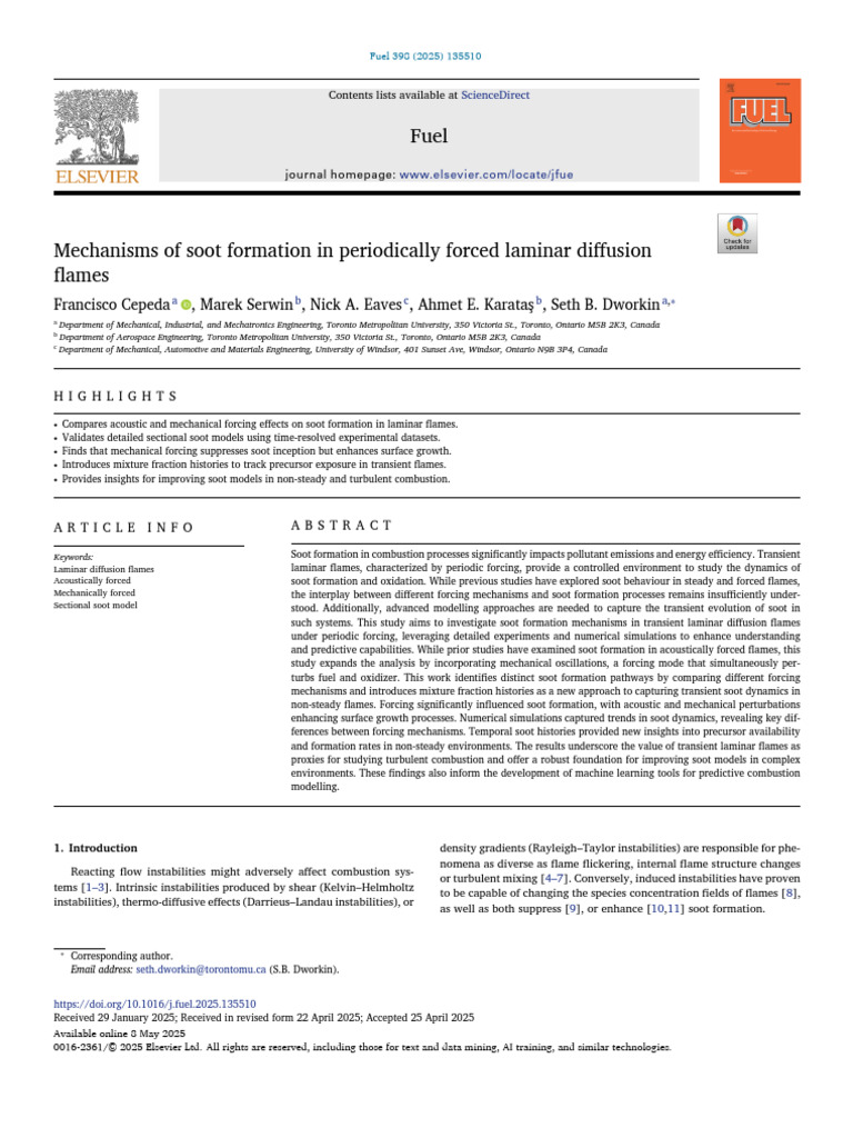 Mechanisms of Soot Formation in Periodically Forced Laminar Diffusion ...