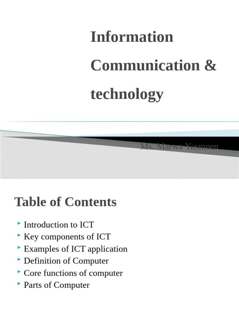 Information Communication & Technology 1st Lecture | PDF | Computer Hardware | Computer Program