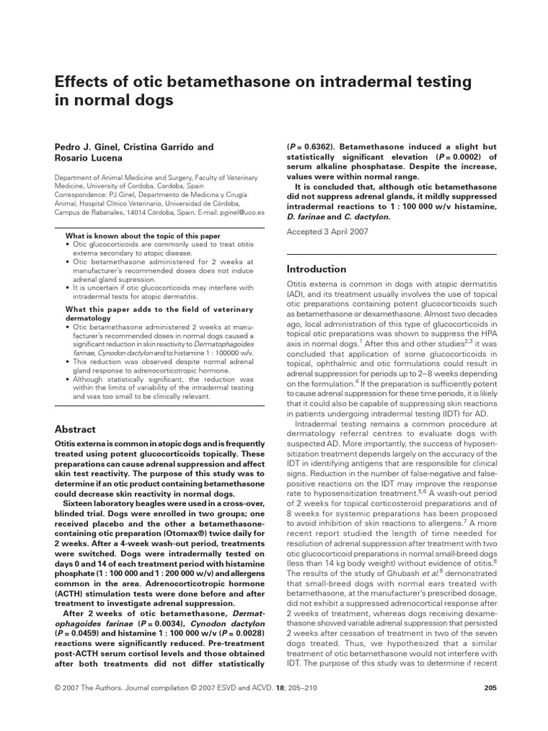 G Effects of Otic Betamethasone On Intradermal Testing | PDF | Adrenal ...