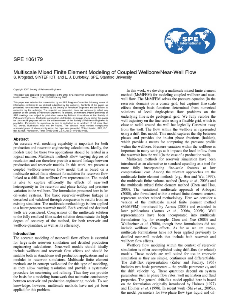 Multi Scale Mixed Finite Element Modeling of Coupled Wellbore Near-Well ...