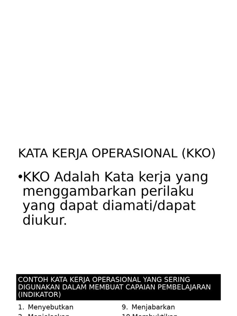 Kata Kerja Operasional KKO | PDF