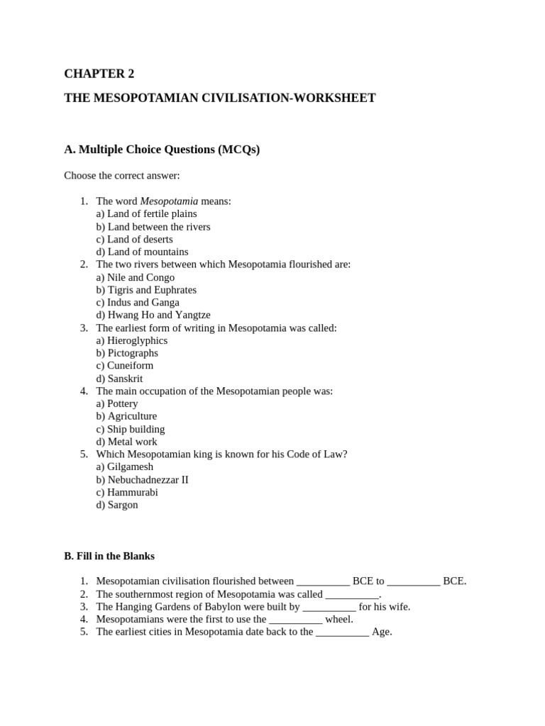 Chapter 2 History Grade 6 Worksheet | PDF