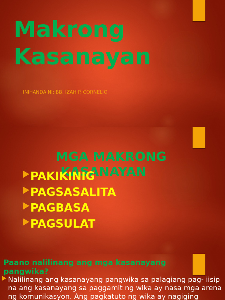 2A.Makrong Kasanayan 1 Presentation .... | PDF