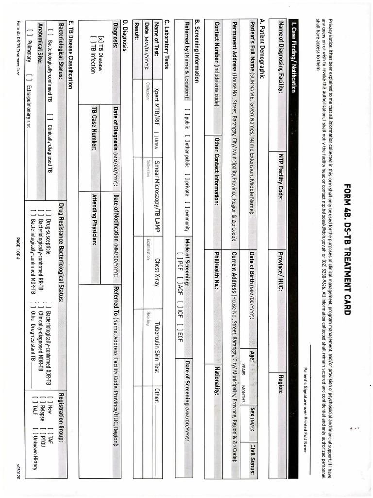 Ds - TB Treatment Card | PDF