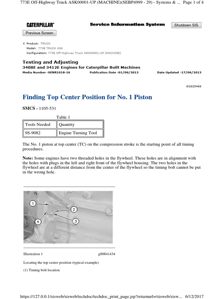Finding Top Center Position For No. 1 Piston | PDF | Screw | Engines