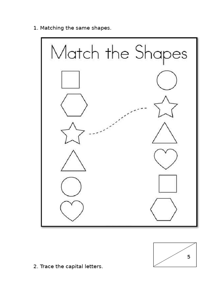 Shape Matching and Letter Tracing Activities | PDF