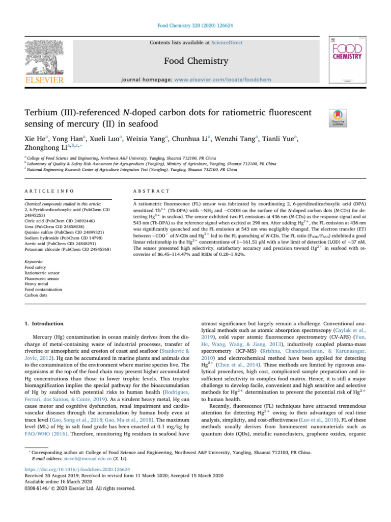 Detection of Mercury From Seafoods | PDF | Sensor | Mercury (Element)