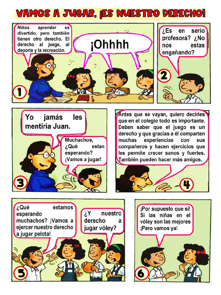 Ficha Leemos Una Historieta Vamos A Jugar Es Nuestro Derecho Maestra