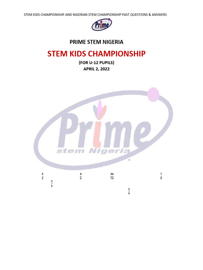 STEM Kids Championship Past Questions | PDF | Triangle | Computer Network