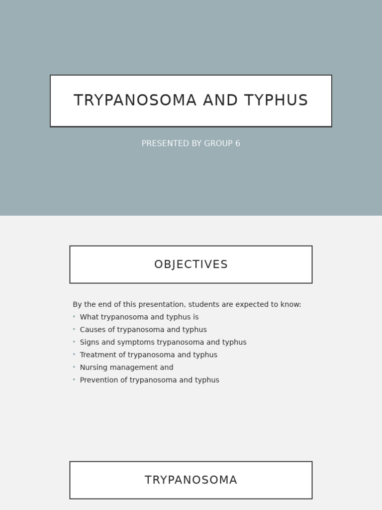Trypanosoma and Typhus Overview | PDF | Infection | Medicine