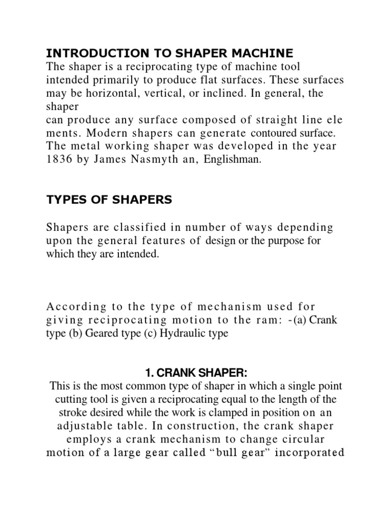 Mechanism of Shaper | PDF | Gear | Machines