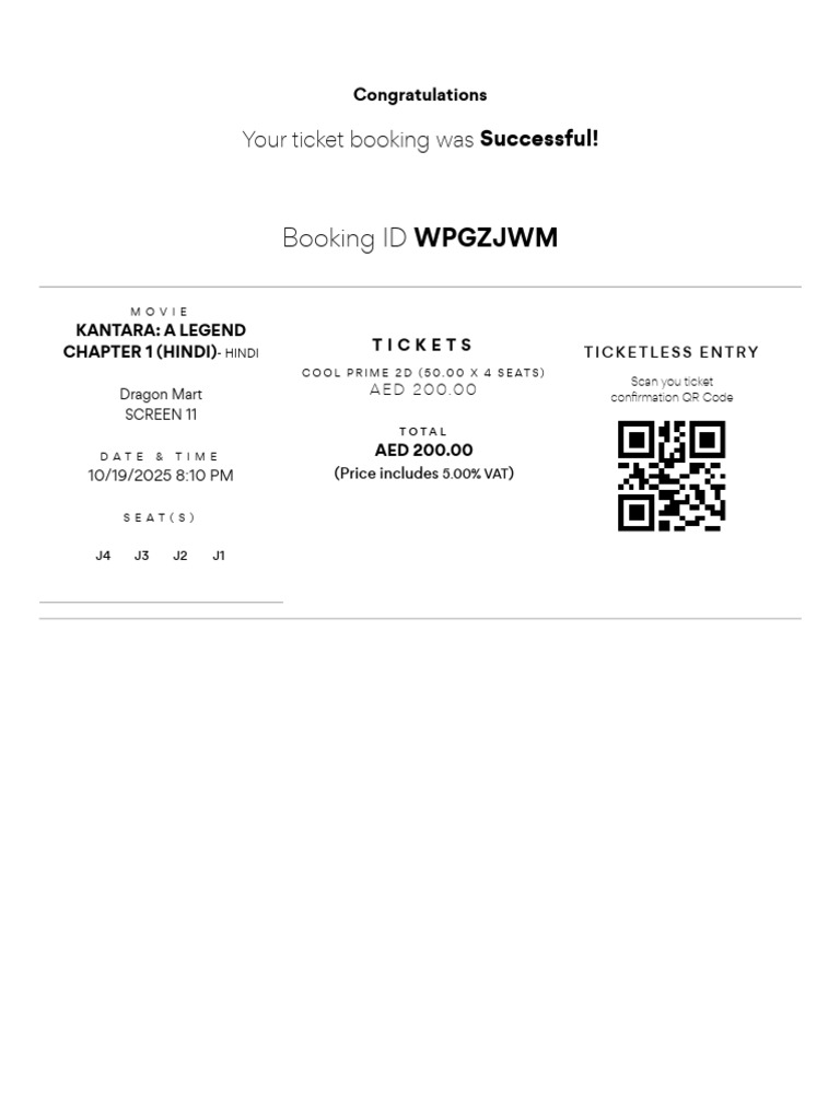 Kantara Movie Ticket Confirmation | PDF
