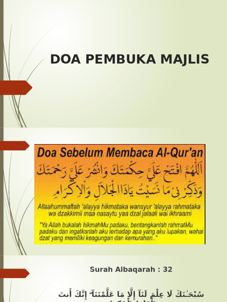 Doa Pembuka Majlis | PDF