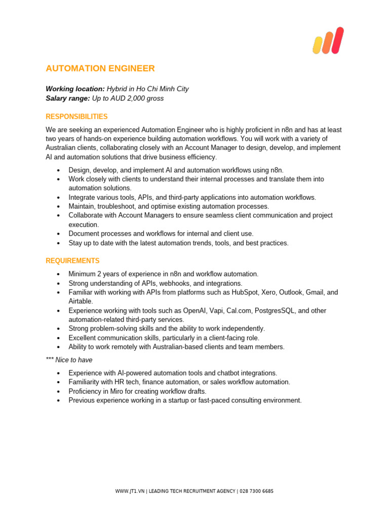 JT1 - JD - Automation Engineer | PDF