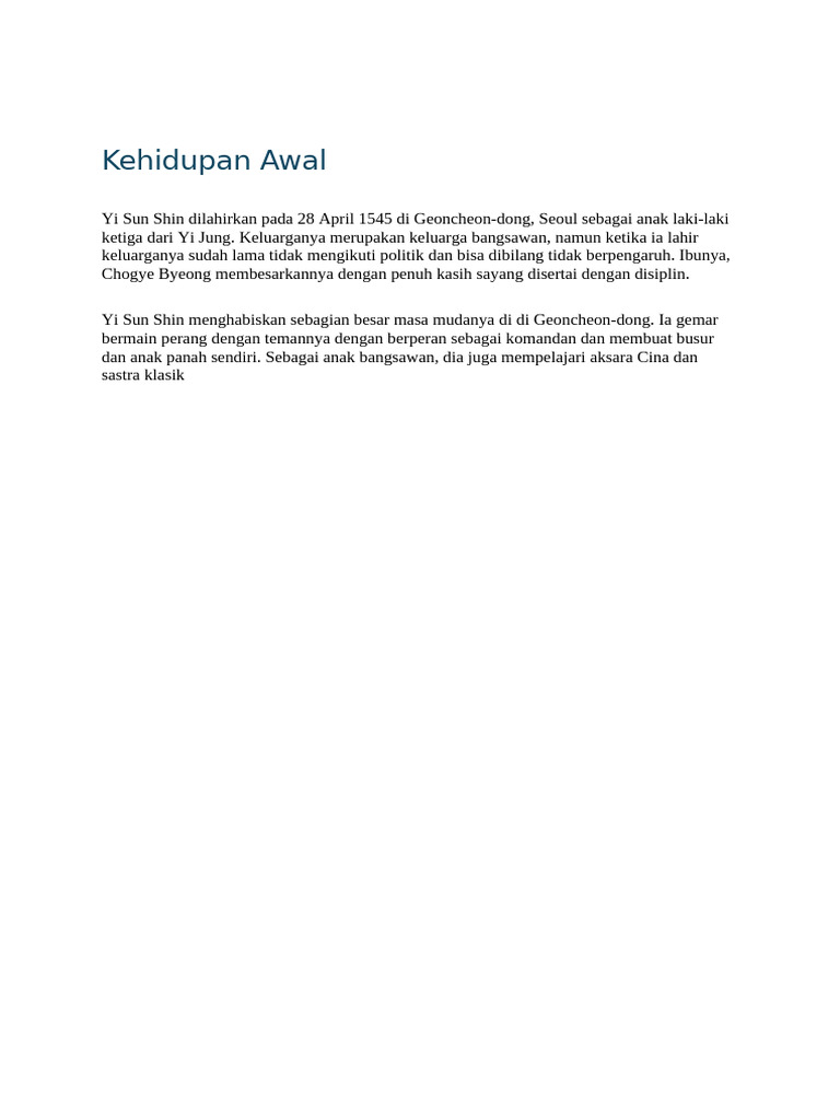 Kehidupan dan Strategi Yi Sun Shin | PDF