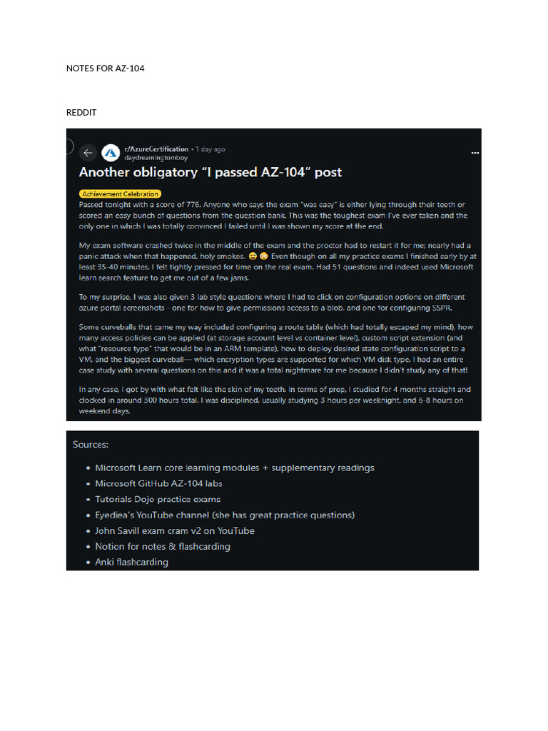 Notes For Az-104 | PDF