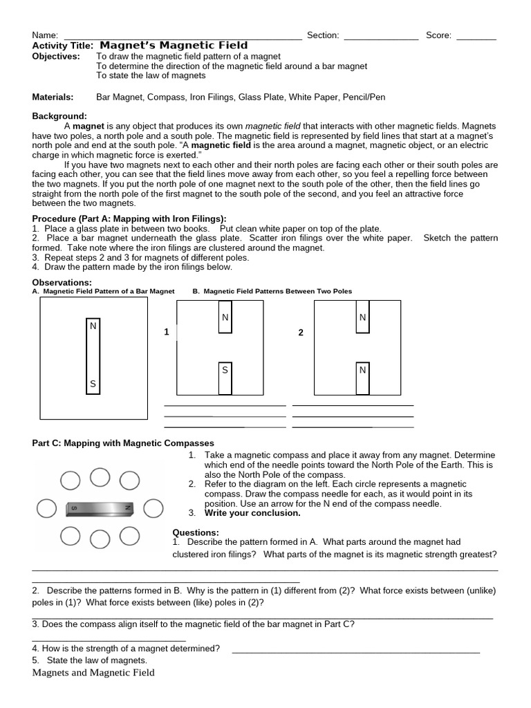 Magnets and Magnetic Field | PDF | Compass | Magnet
