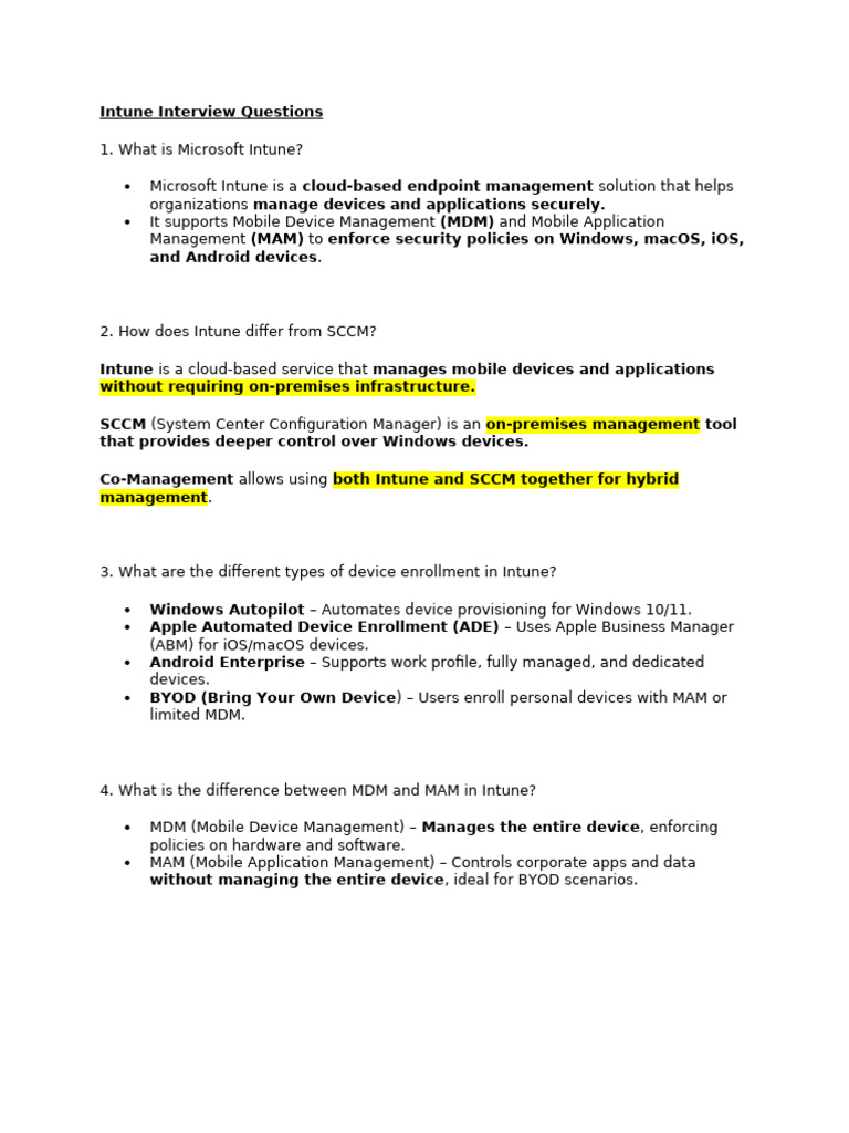 Intune Interview Questions | PDF | Mobile App | Microsoft Windows