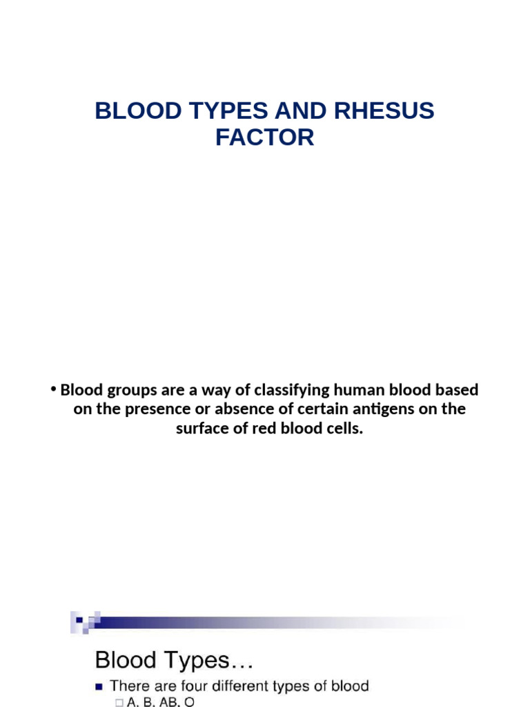 Blood Type and Rh Factor Testing Guide | PDF