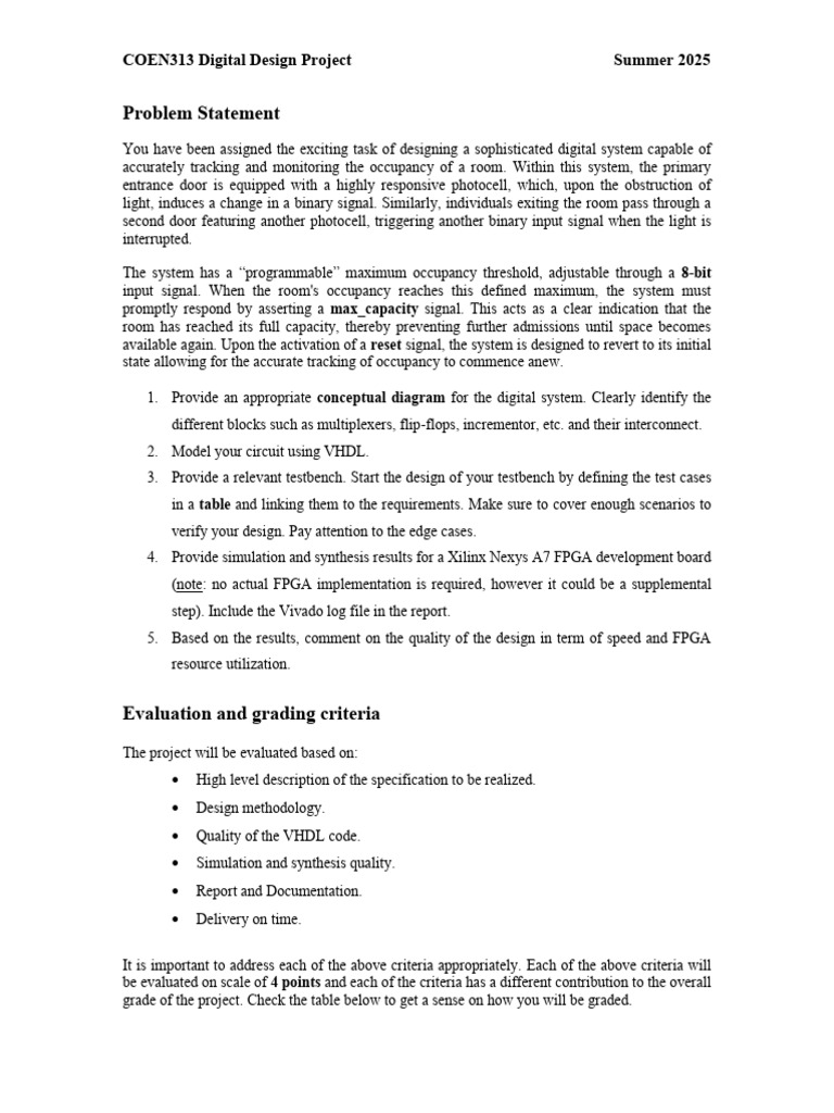 Room Occupancy Tracking System Design | PDF | Field Programmable Gate ...