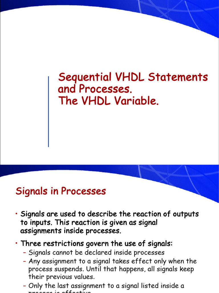 VHDL Signal and Variable Usage Guide | PDF | Vhdl | Computing