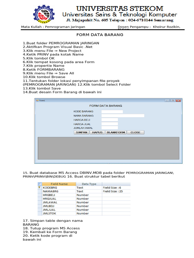 PEMROGRAMAN JARINGAN PERTEMUAN 2 FORM DATA BARANGdocx - 2025 09 27 - 06 ...