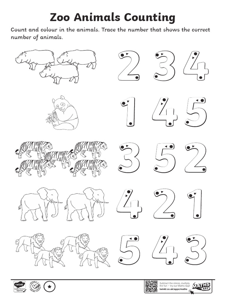 T N 7633 Zoo Animals Count and Write Worksheet Ver 3 | PDF | Mathematics