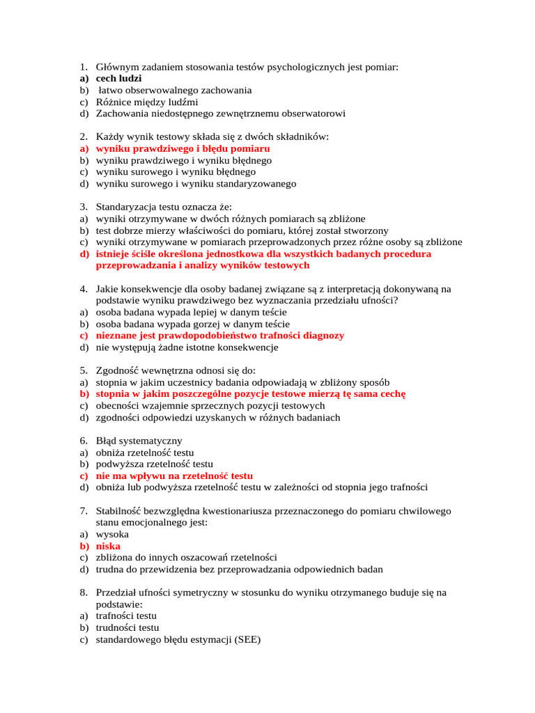 Psychometria Test C + Odp | PDF