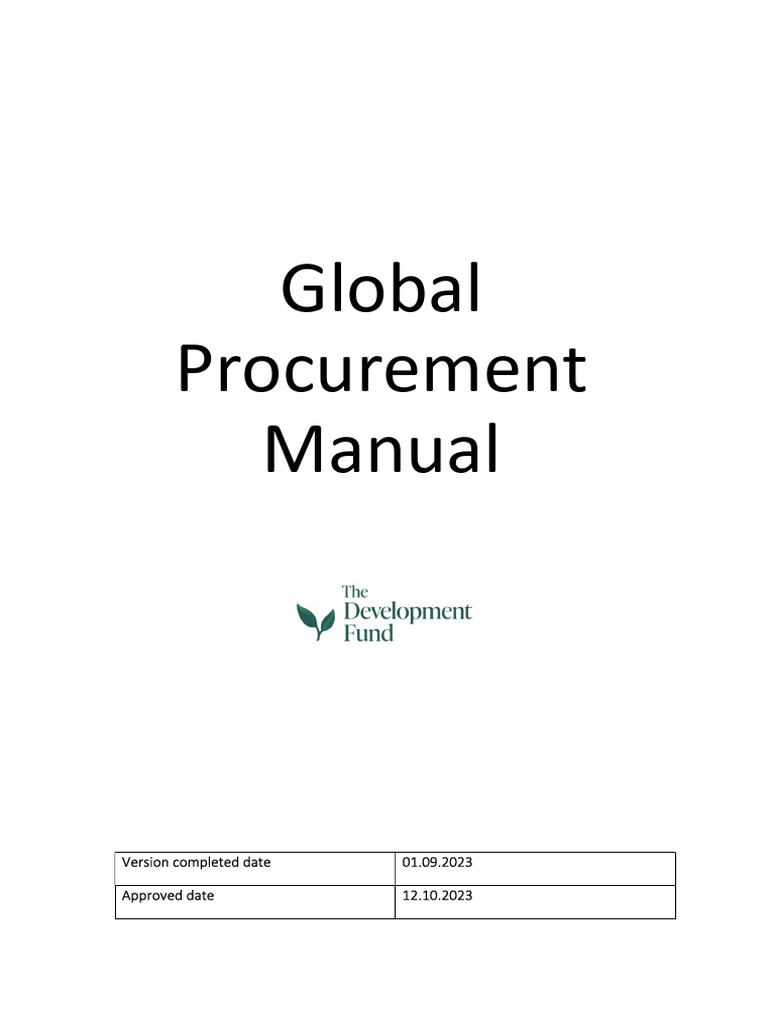 Global Procurement Manual Overview | PDF | Consultant | Procurement
