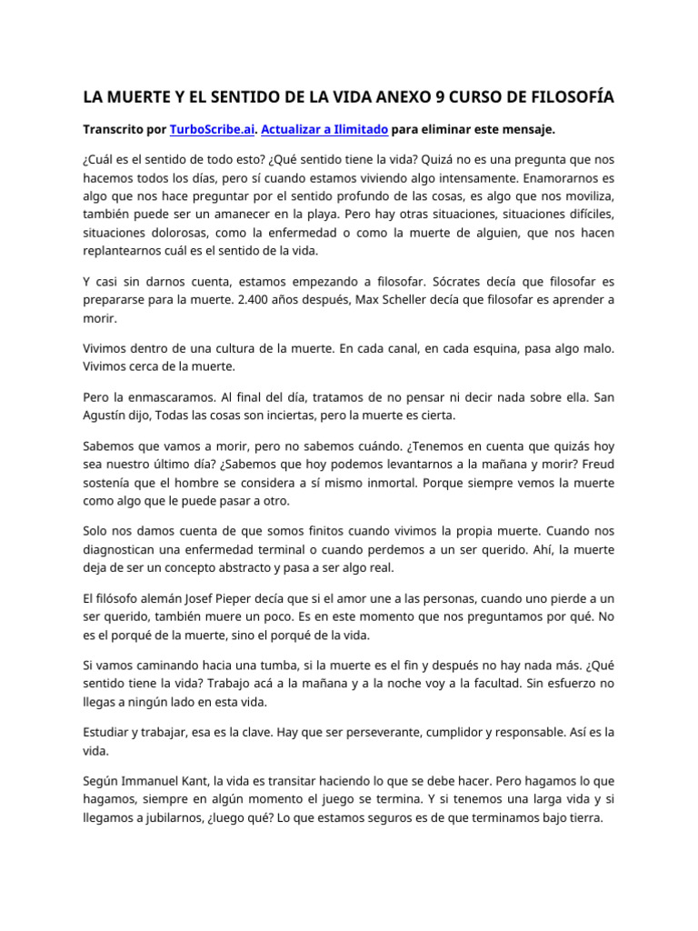 Muerte y sentido de la vida en filosofía | PDF | Muerte | Felicidad