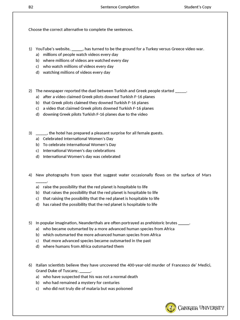 Sentence Completion Test 03 - B2sec003s | PDF | Climate Change ...