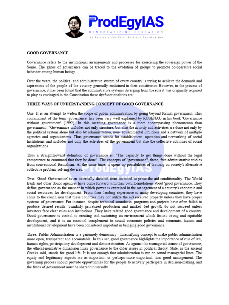 Understanding Good Governance Concepts | PDF | Governance | Good Governance
