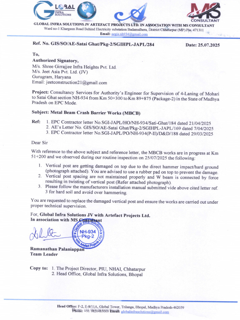 L-284 Reg. Metal Beam Crash Barrier Works (MBCB) | PDF