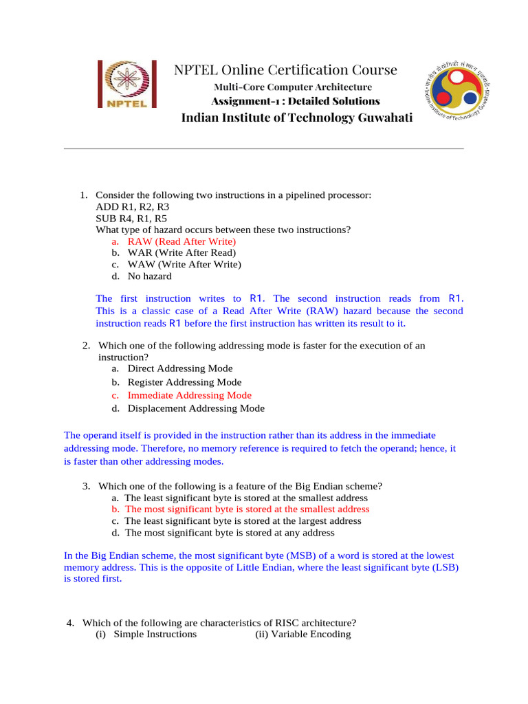 Assignment - 1 - Detailed Solutions - NOC25 CS134 | PDF | Computer ...