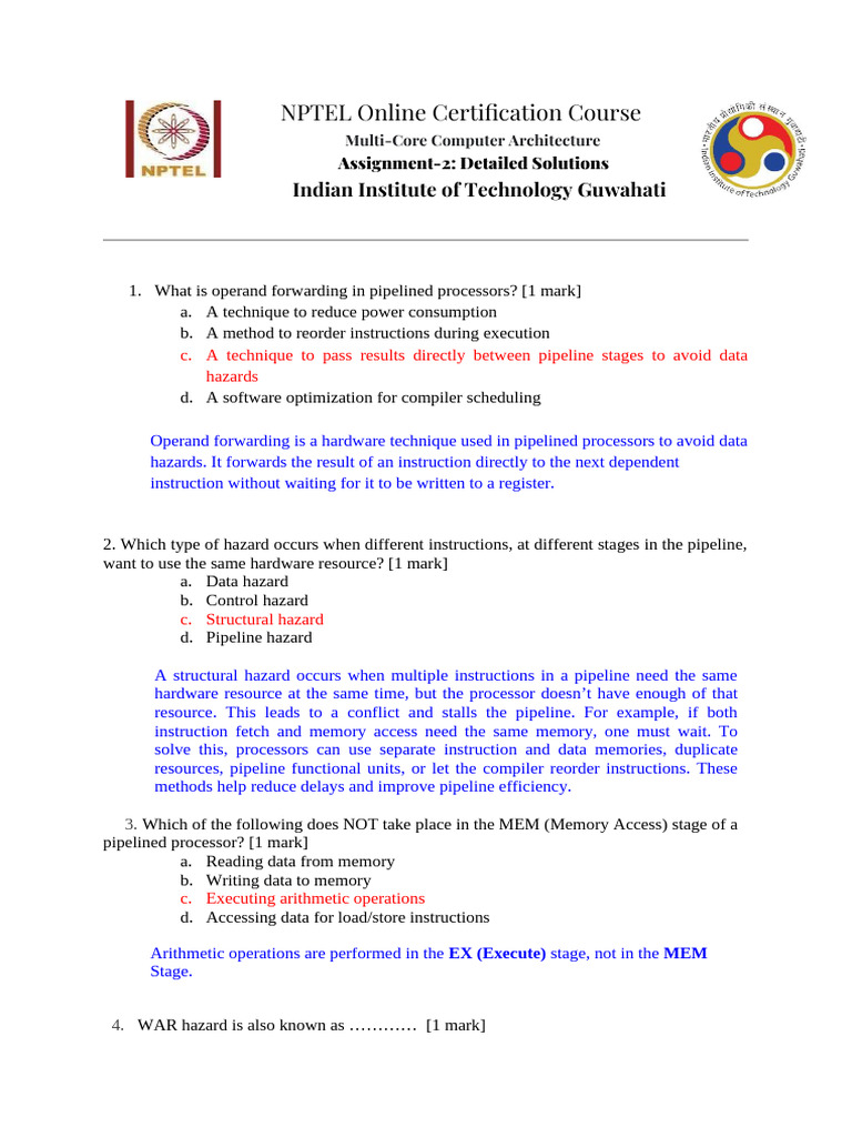 Assignment - 2 - Detailed Solutions - ILINA SINHA | PDF | Central Processing Unit | Computing