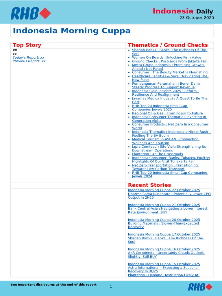 IND Morning Cuppa 23 October 2025 DRAFT | PDF | Broker Dealer | Investing