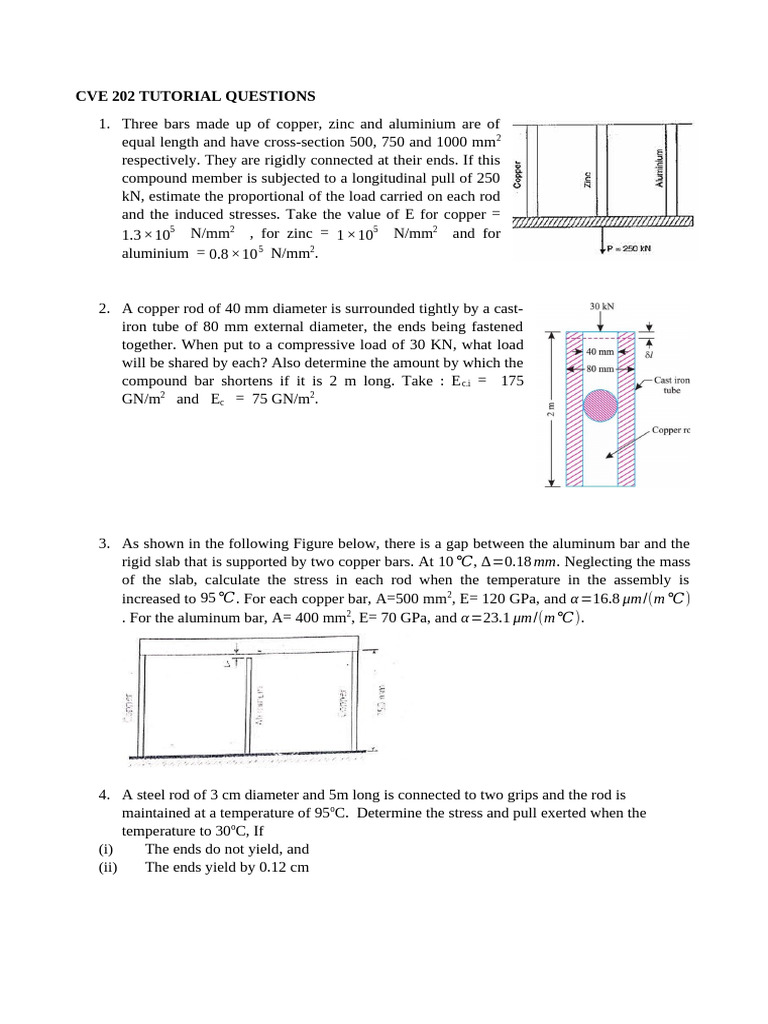 Cve 202 Tutorial Questions - 115121 | PDF | Stress (Mechanics) | Physical Sciences