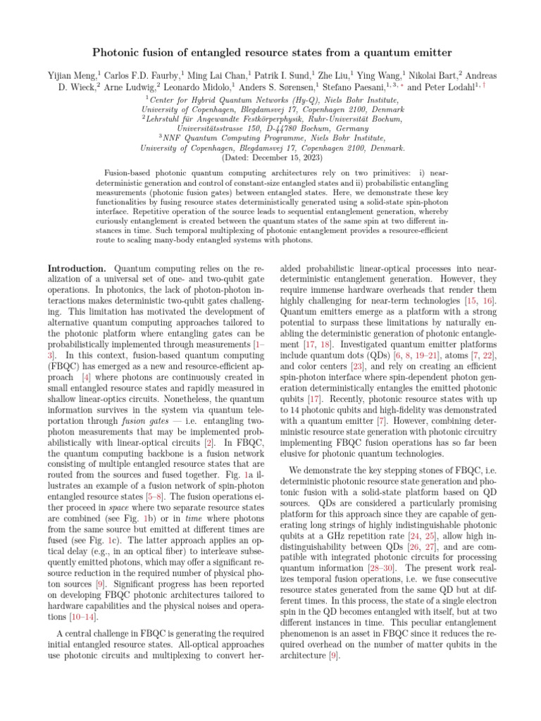 Photonic Fusion of Entangled Resource States From A Quantum Emitter ...
