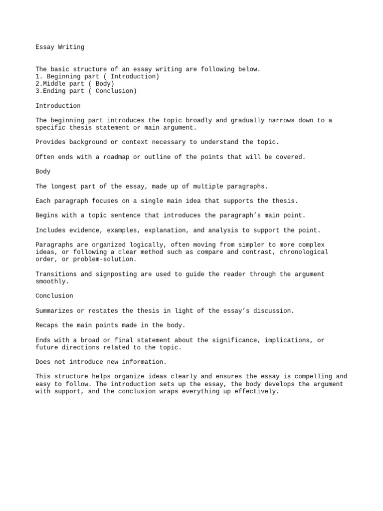 Essay Writing Structure Explained | PDF