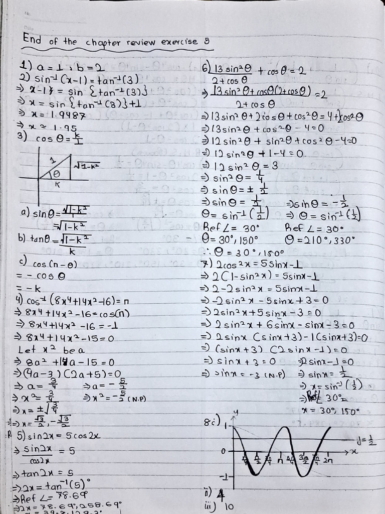 P1-Trigonometry-End of The Chapter Review Exercise | PDF