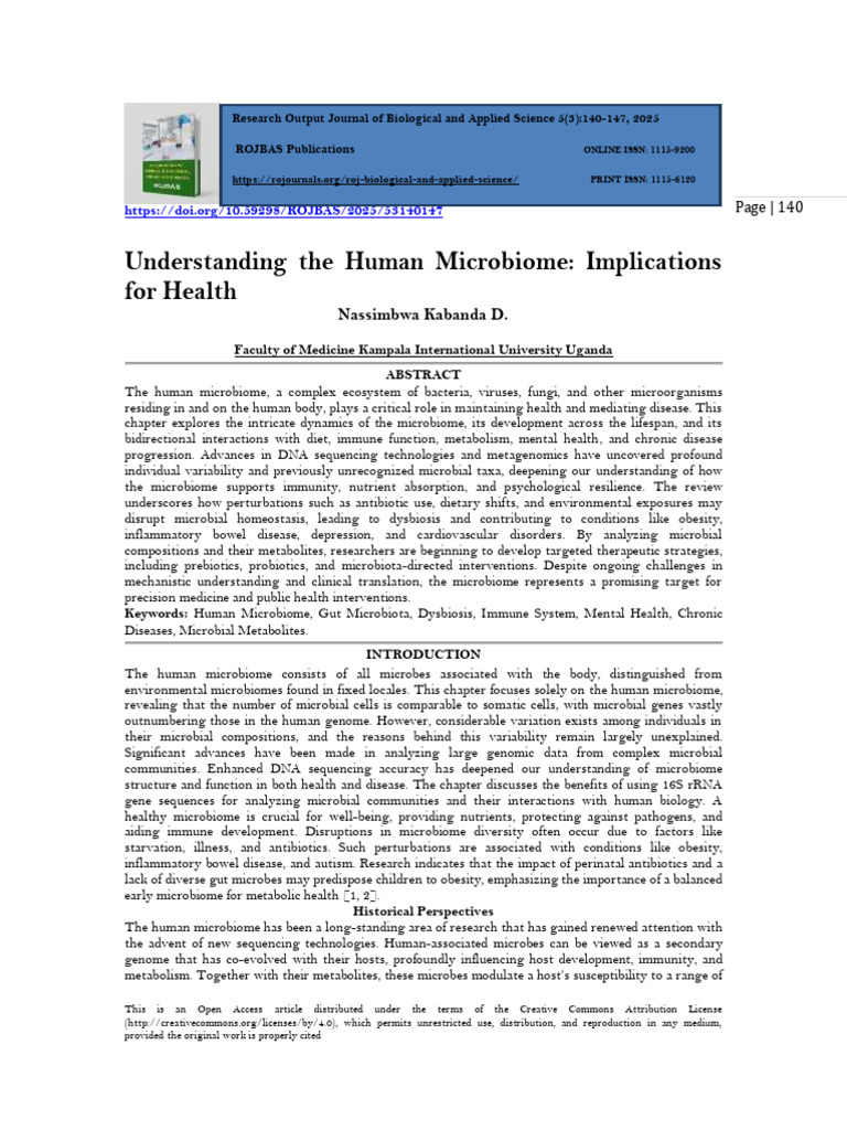 Human Microbiome: Health Implications | PDF | Microorganism | Microbiota