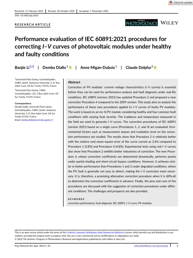 IEC 60891:2021 I–V Curve Correction Analysis | PDF | Photovoltaics ...
