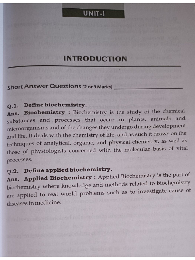 Biochemistry Introduction Second Sem BSC NURSING | PDF