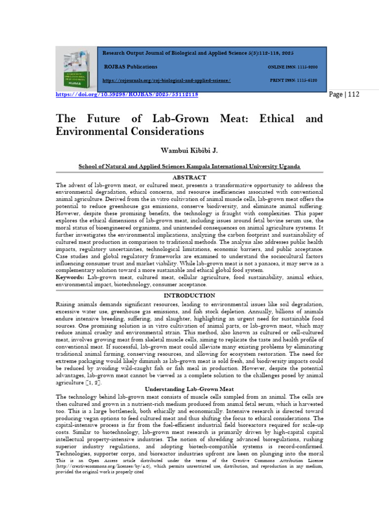 Lab-Grown Meat: Ethics and Environment | PDF | Meat | Sustainability