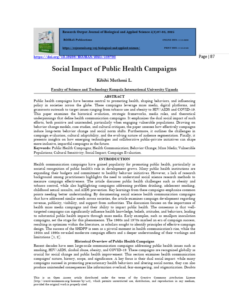 Social Impact of Public Health Campaigns (WWW - Kiu.ac - Ug) | PDF ...