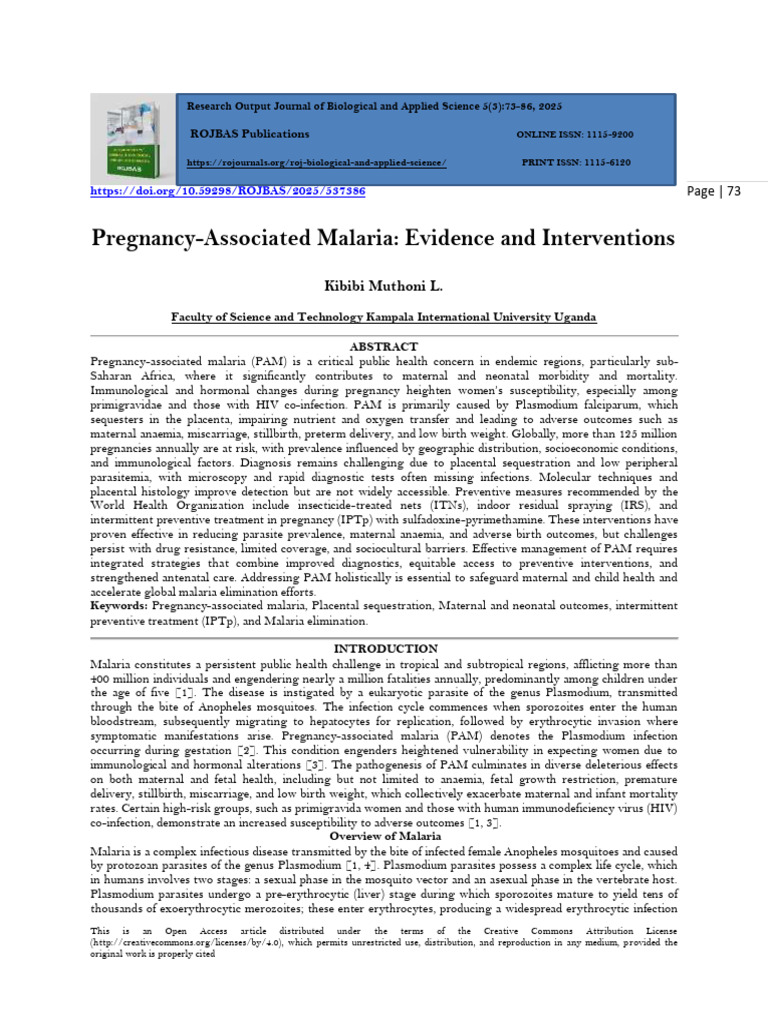 Pregnancy-Associated Malaria Interventions | PDF | Malaria | Pregnancy